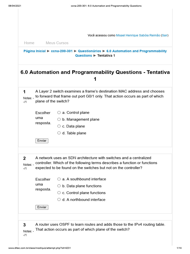 Ccna-200-301 - 6.0 Automation and Programmability Questions | PDF | Json | Computer Network