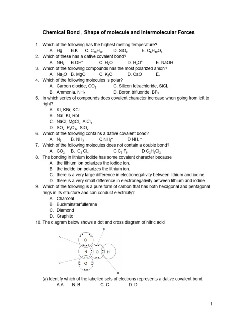 Chemical Bond, Shape of Molecule and Intermolecular Forces | PDF ...