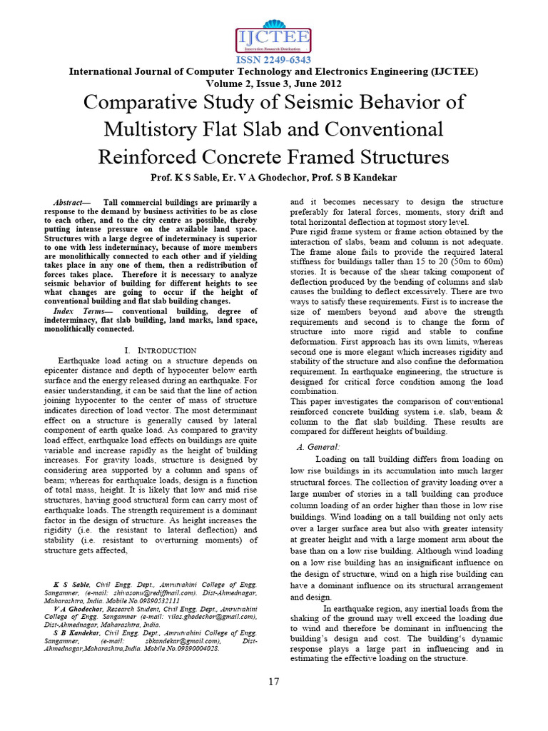 Seismic Behavior of Flat Slab Structures | PDF | Structural Load | Force