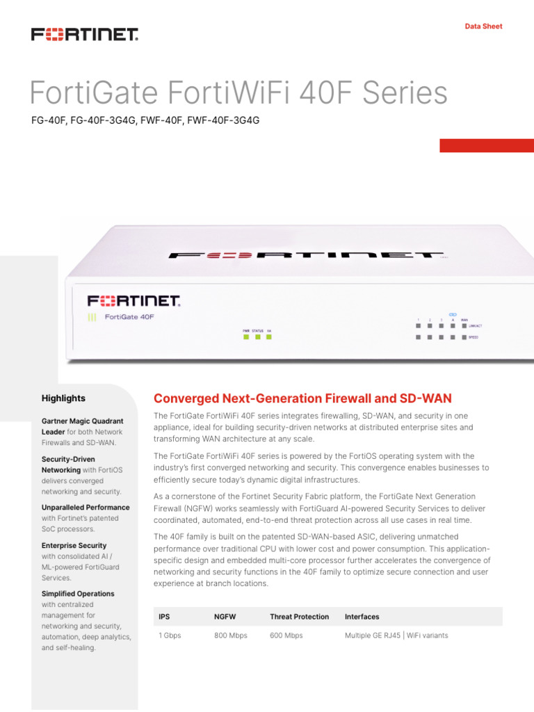 Fortigate Fortiwifi 40f Series | Download Free PDF | Security ...