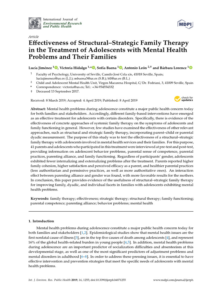 Structural-Strategic Family Therapy for Adolescent Mental Health | PDF ...