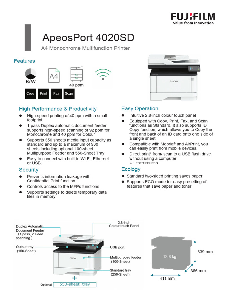 ApeosPort 4020SD Brochure - EN | PDF | Printer (Computing) | Image Scanner