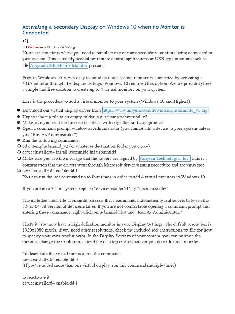 Virtual Monitor Setup for Windows 10 | PDF | Windows 10 | Microsoft Windows