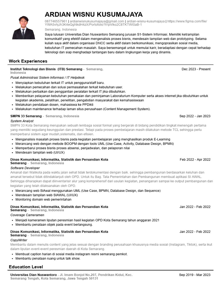 CV - Ardian Wisnu Kusumajaya | PDF