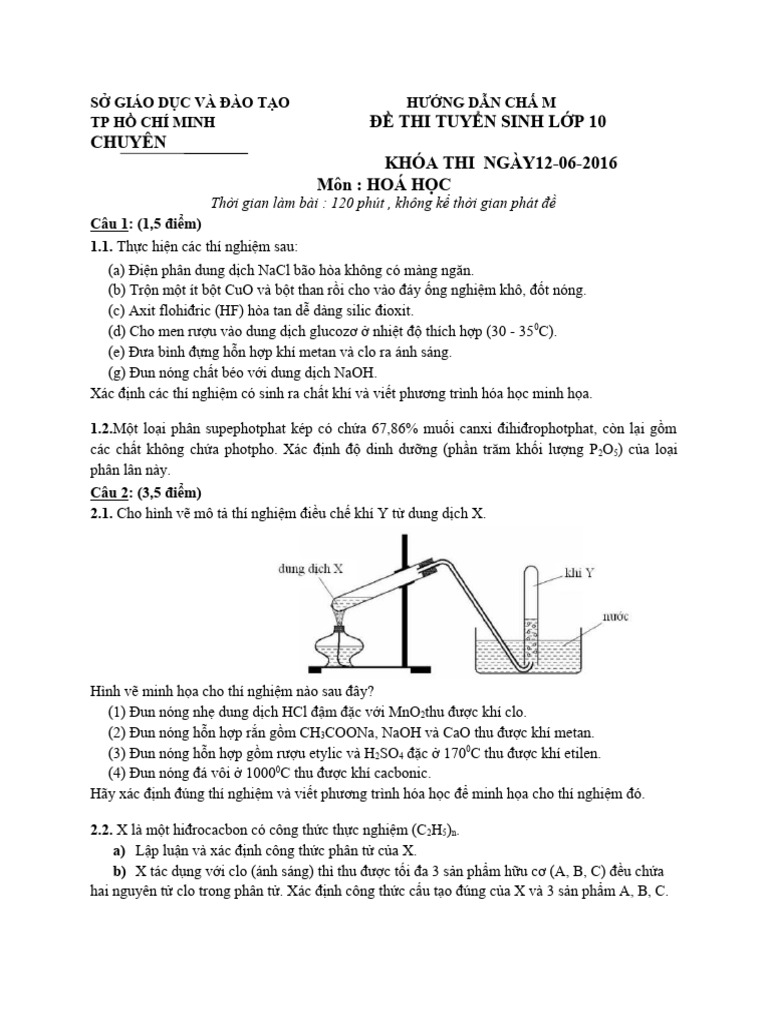 Đề Thi HSG Chuyên Hóa 9 TPHCM | PDF