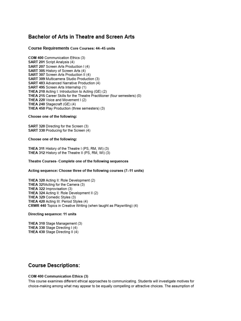 Theatre and Screen Arts Curriculum | PDF | Acting | Storytelling