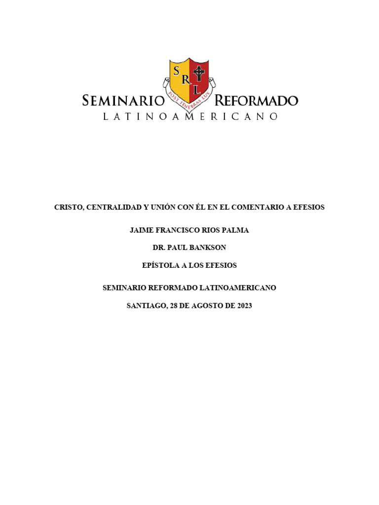 Ensayo Jaime Rios Efesios | PDF | Cristo (título) | Pablo el apóstol