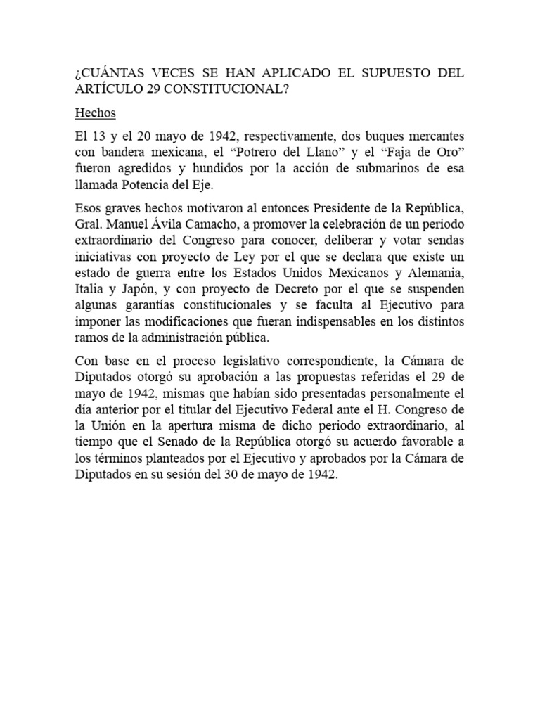 Cuántas Veces Se Han Aplicado El Supuesto Del Artículo 29 ...