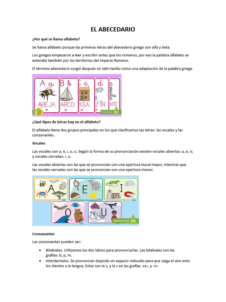 Tipos de letras en el abecedario español | PDF | Alfabeto | Vocal