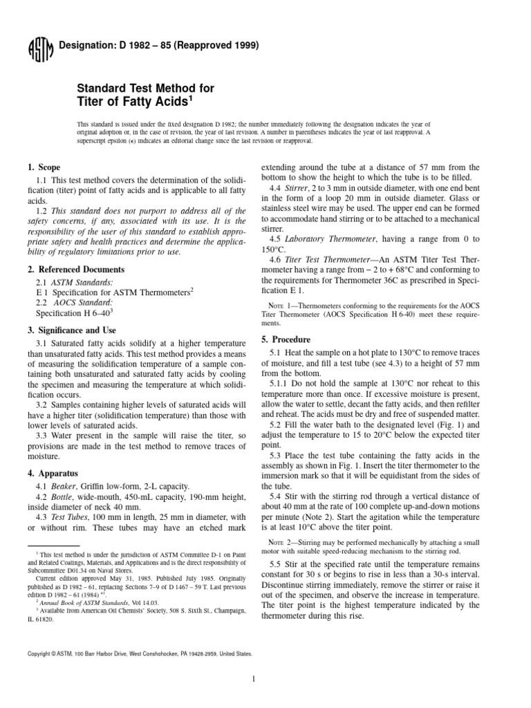 Astm Titer Soap | PDF | Temperature | Thermometer