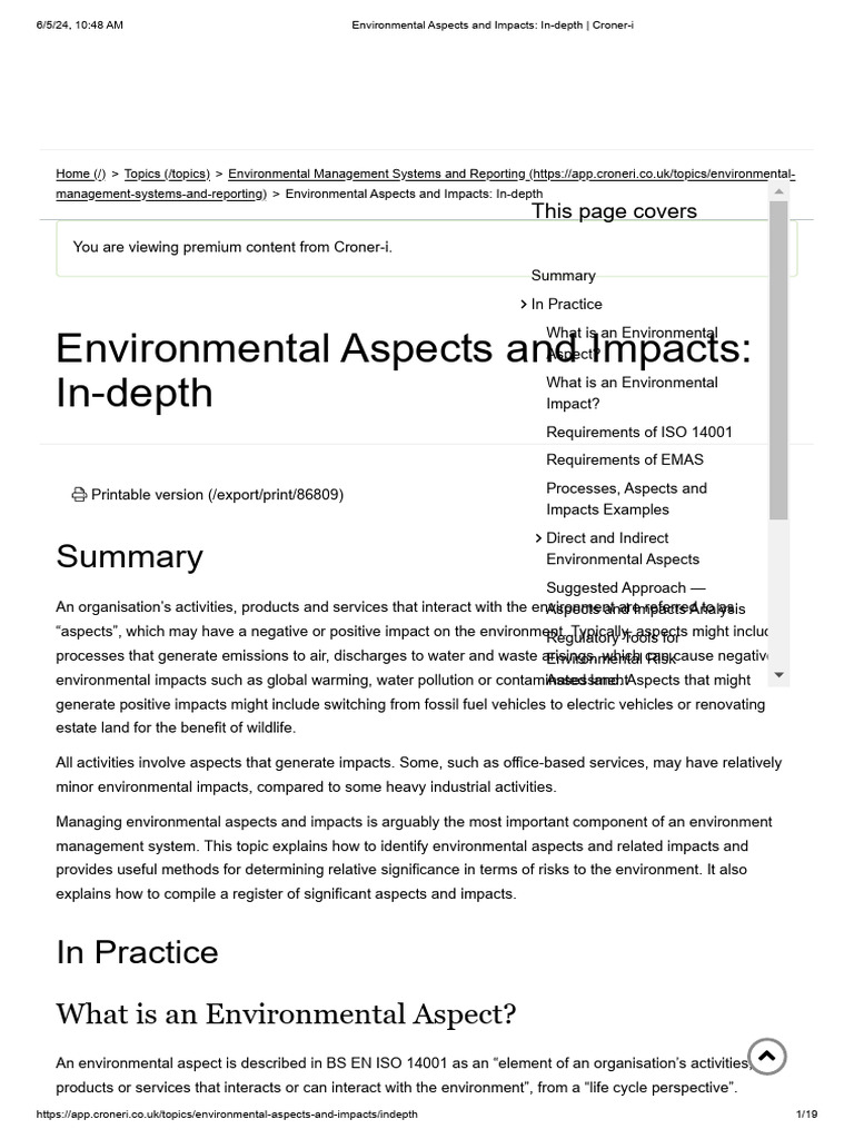 Environmental Aspects and Impacts | PDF | Life Cycle Assessment | Air ...