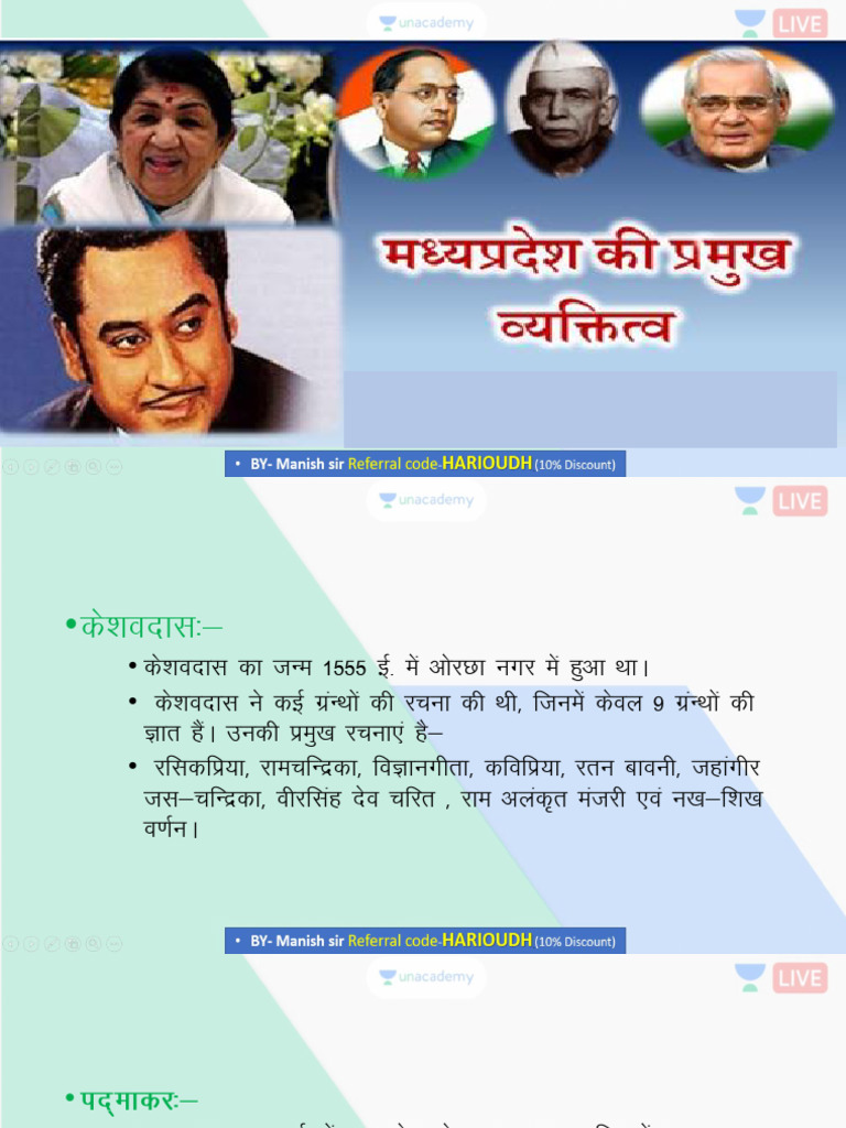 MP Famous Personalities | PDF