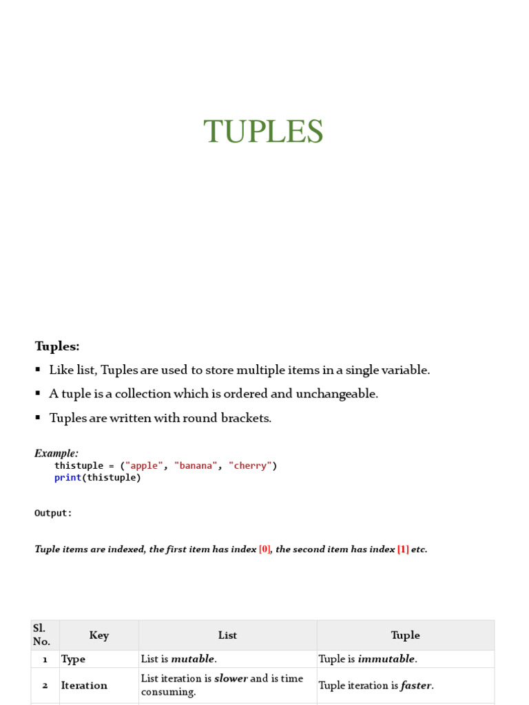 Tuples in Python | PDF | Computing | Programming Paradigms Tuples in Python | PDF | Computing | Programming Paradigms