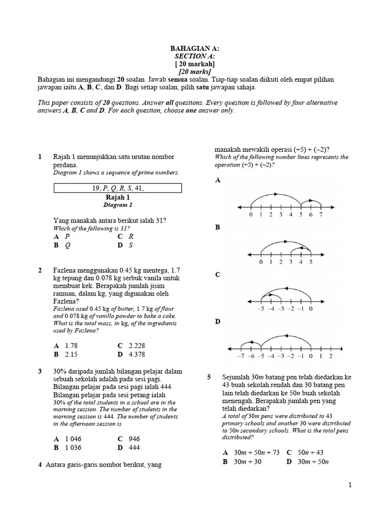 Matematik pp1 Tingkatan 2 2019 | PDF