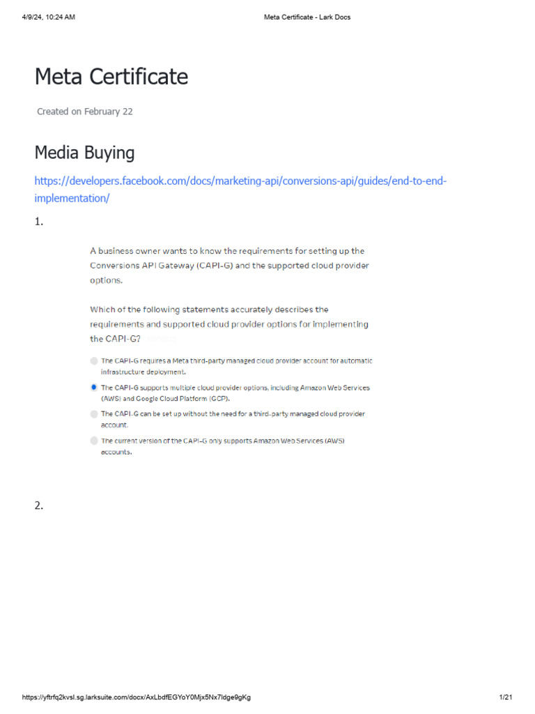 Meta Certificate - Lark Docs | PDF | Cloud Computing | Http Cookie