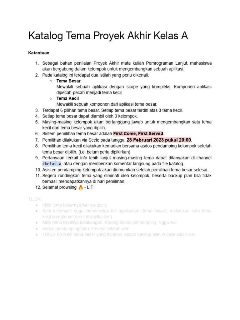 Katalog Tema Besar Proyek Akhir Kelas A AdvProg Genap 2022 - 2023asdasd ...
