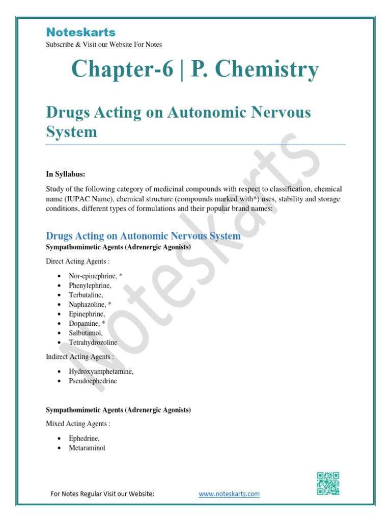 Chapter 6 Pharmaceutical Chemistry Complete Notes by Noteskarts Acc To ...