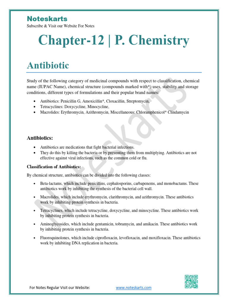 Chapter 12 Pharmaceutical Chemistry Complete Notes by Noteskarts Acc to ...