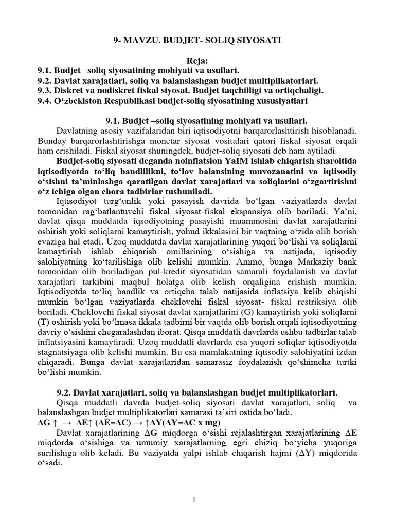 10-Mavzu. Ma'ruza Matni | PDF