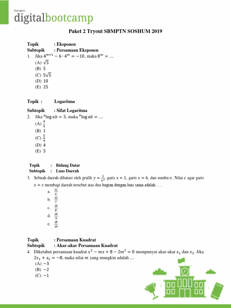 Latihan UTBK 1 - TKA Soshum | PDF | Metode & Bahan Ajar