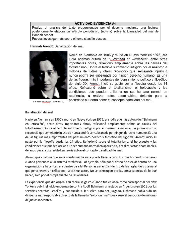 Filosof-A Act. Ev. - 4 | PDF | Hannah Arendt