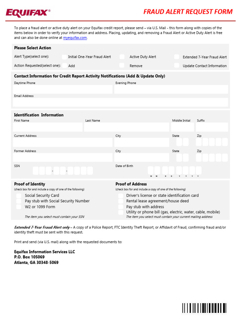 Fraud Alert Request Form | PDF | Social Security Number | Identity Theft