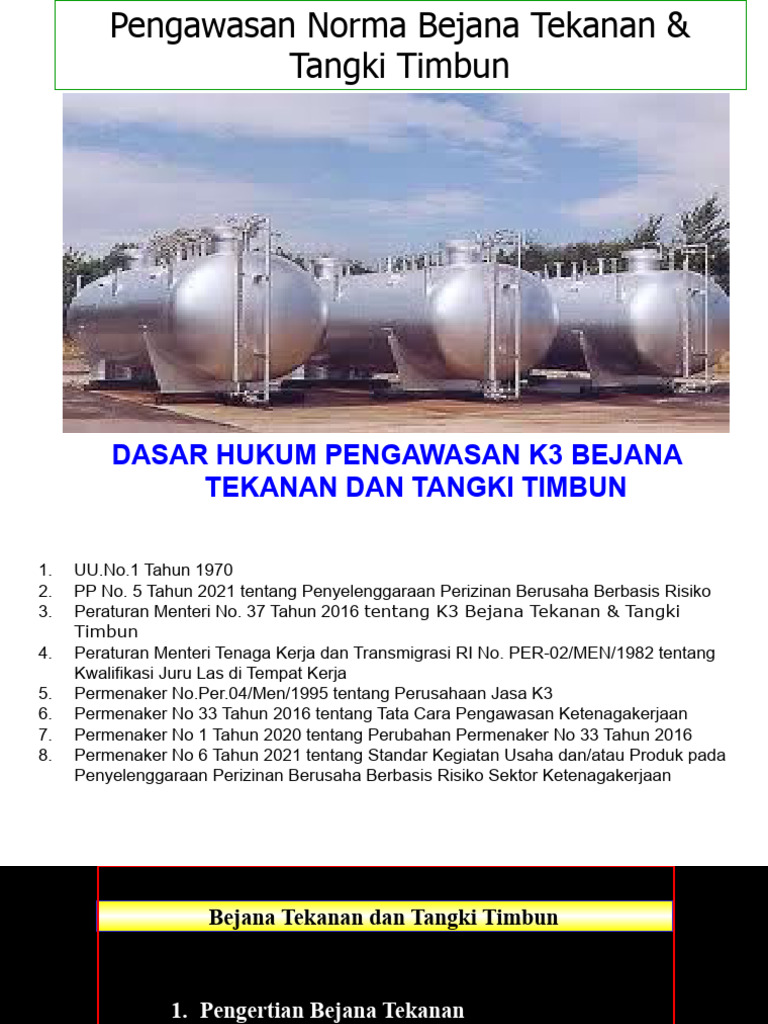 Pengawasan K3 Bejana Tekan dan Tangki | PDF