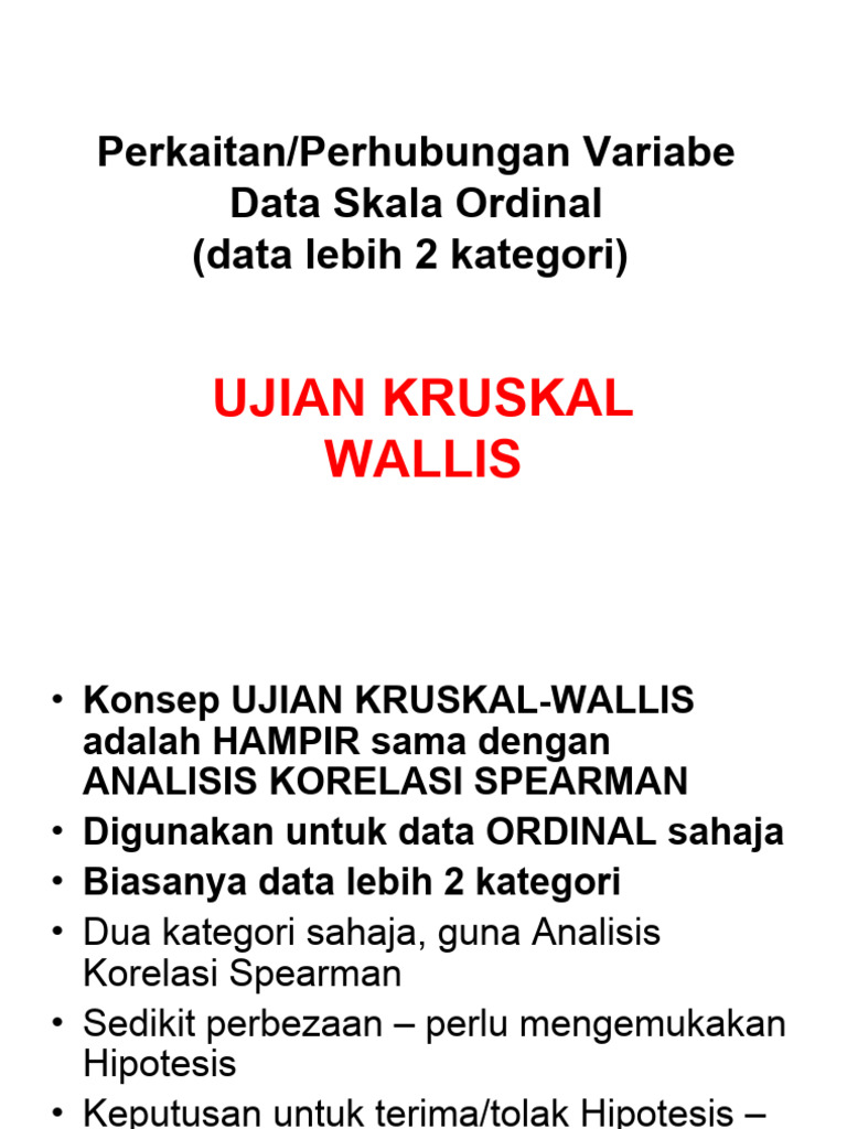 Kuliah 5 - Kruskal - Wallis - BM - Spec | PDF