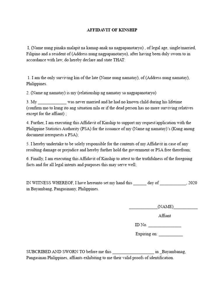 Affidavit of Kinship | PDF