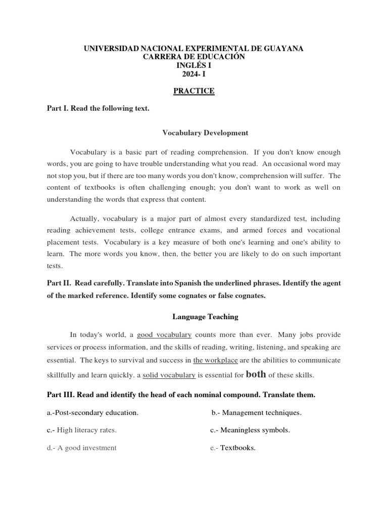 First Reading Practice-1 | PDF