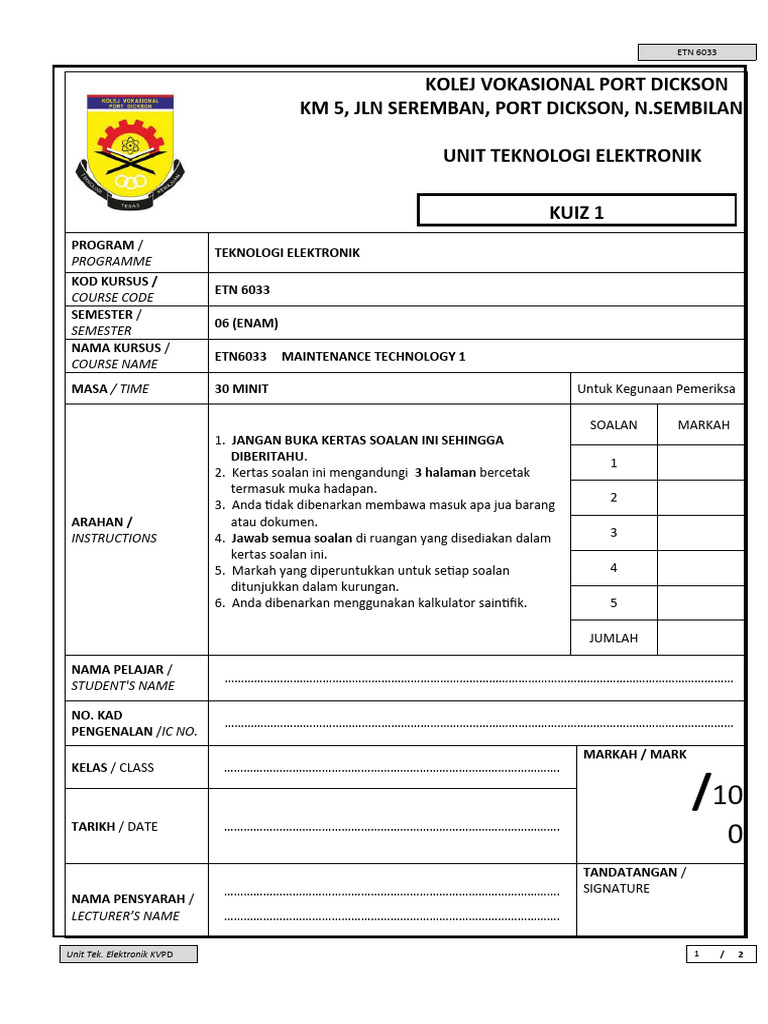 Kuiz 1 | PDF