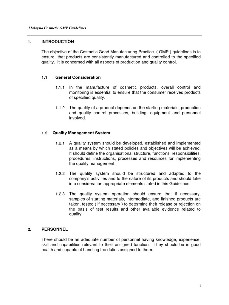 GMP Guidelines Cosmetic | PDF | Quality Management System ...