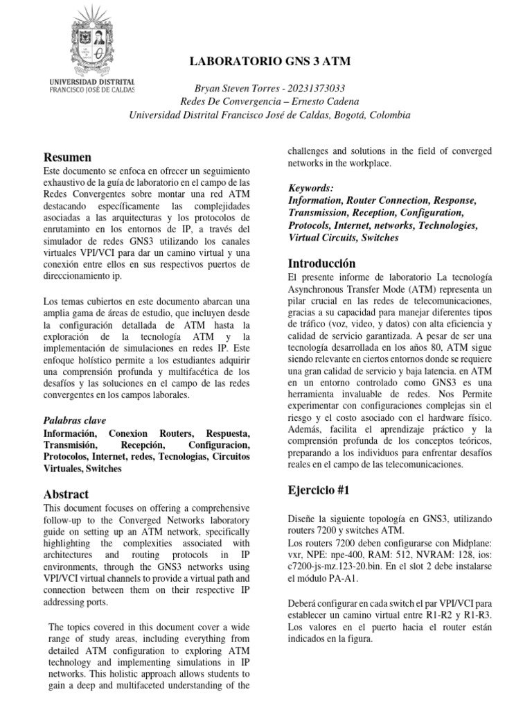 Laboratorio GNS 3 Atm | PDF | Modo de Transferencia Asíncrona ...