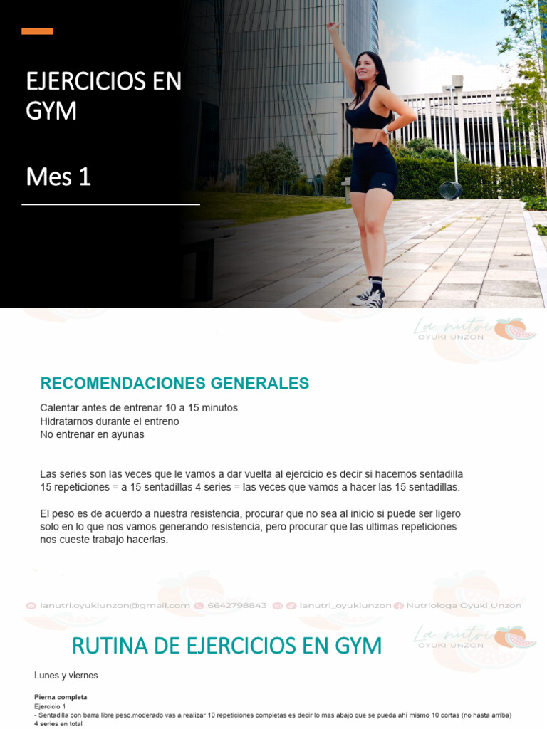 Rutina Gym | PDF | Manejo de la obesidad | Ejercicio físico