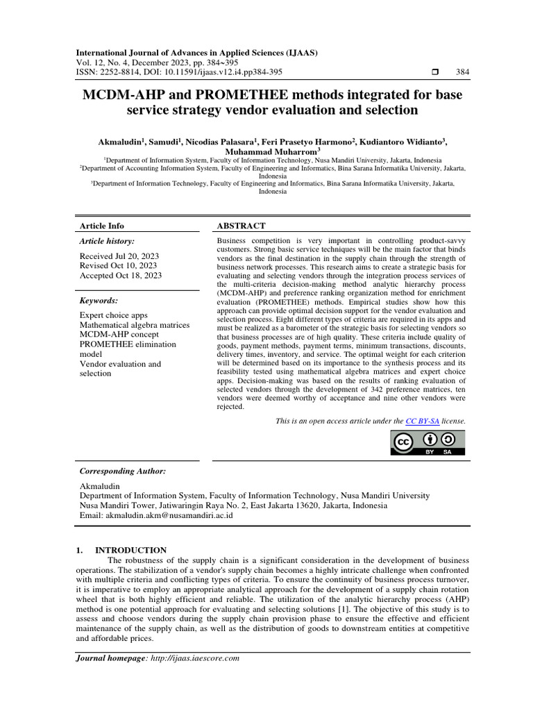 MCDM-AHP and PROMETHEE methods integrated for base service strategy ... MCDM-AHP and PROMETHEE methods integrated for base service strategy ...