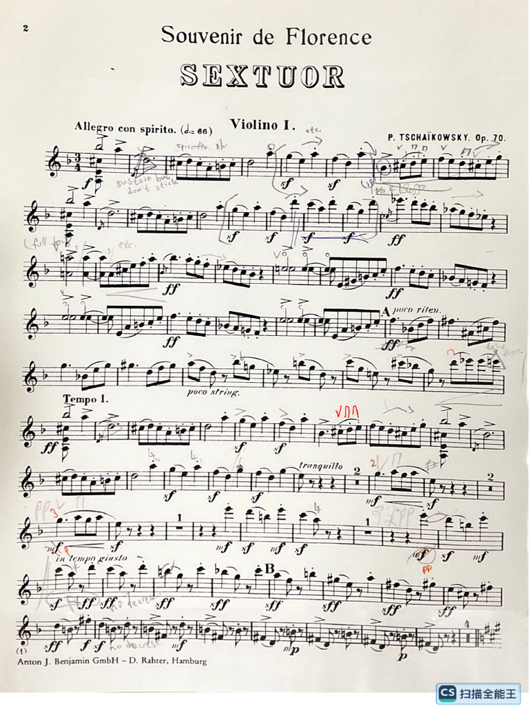 Violin 1 - Souvenir de Florence, Op.70 (Tchaikovsky) | PDF