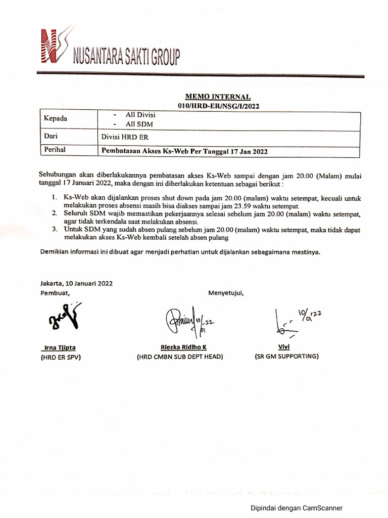 Memo Pembatasan Akses Ks-Web | PDF