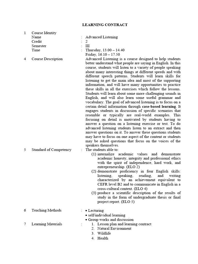 Lecture Contract Advanced Listening | PDF | English Language | Learning