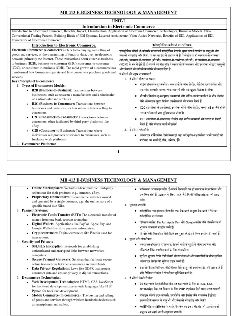 MB 413 E-Business Technology & Management | PDF