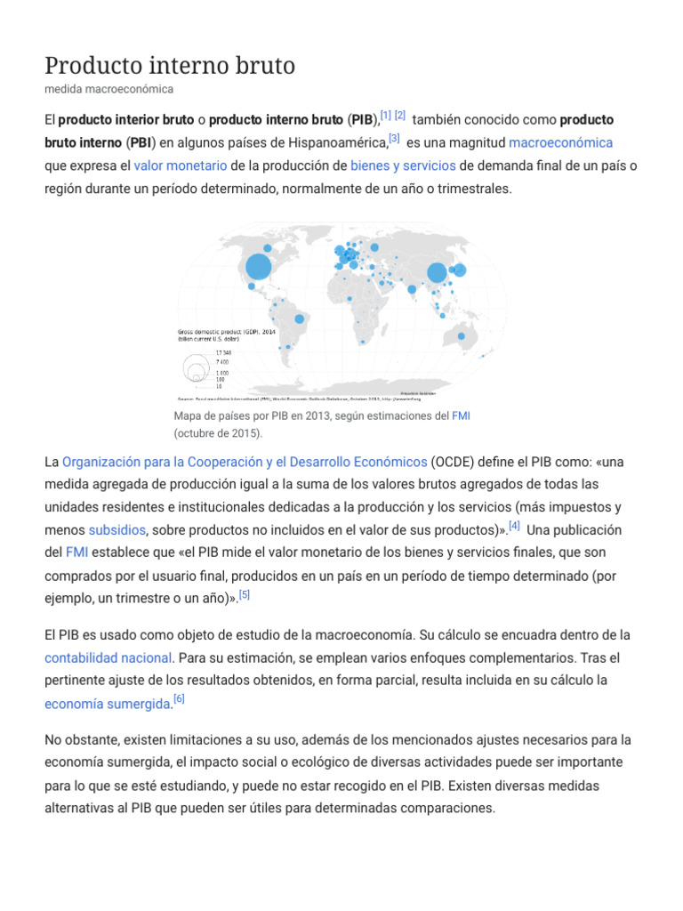 PIB: Definición y Cálculo | PDF | Producto Interno Bruto | Economias
