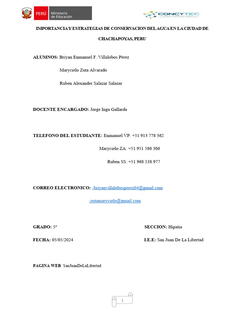 DOCUMENTO DE INFORME DE CTA-PEREZ | PDF | Agua | Contaminación