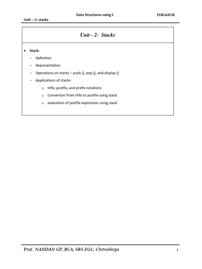 Unit-2 Stacks | PDF | Mathematical Notation | Computing