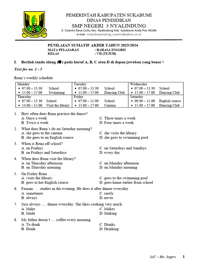 Soal PAT Kelas VIII - Bahasa Inggris | PDF