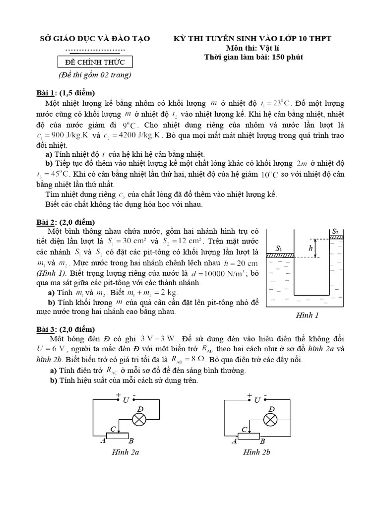 De Chinh Thuc Vat Li - DE SO 02 | PDF