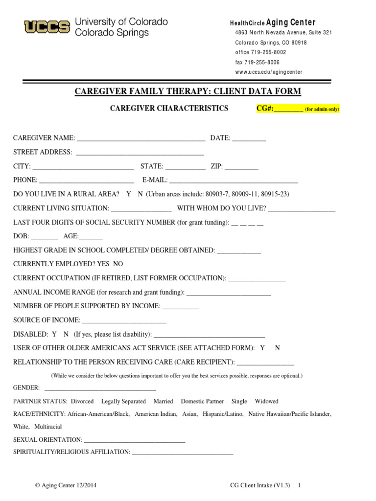 Intake Form | PDF | Race And Ethnicity In The United States Census ...