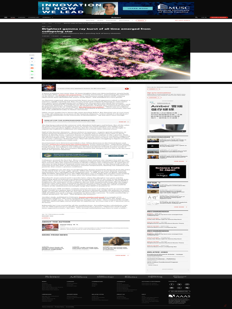 Brightest Gamma Ray Burst of All Time Emerged From Collapsing Star ...