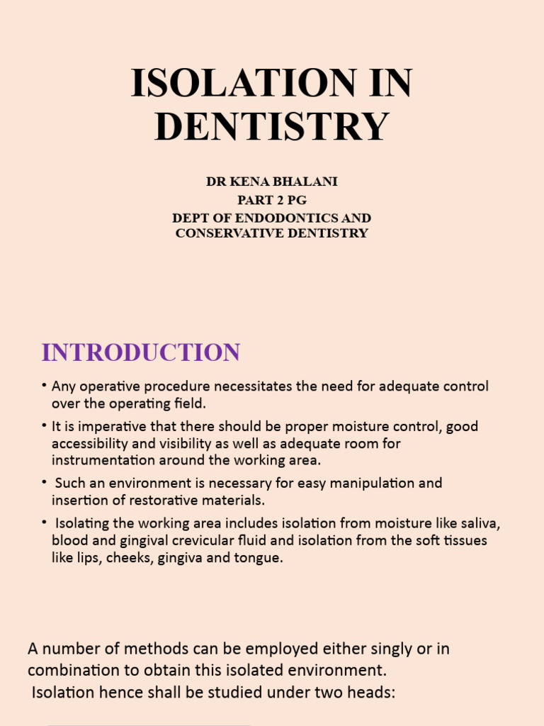 Endo - Isolation in Dentistry | PDF | Mouth | Tooth