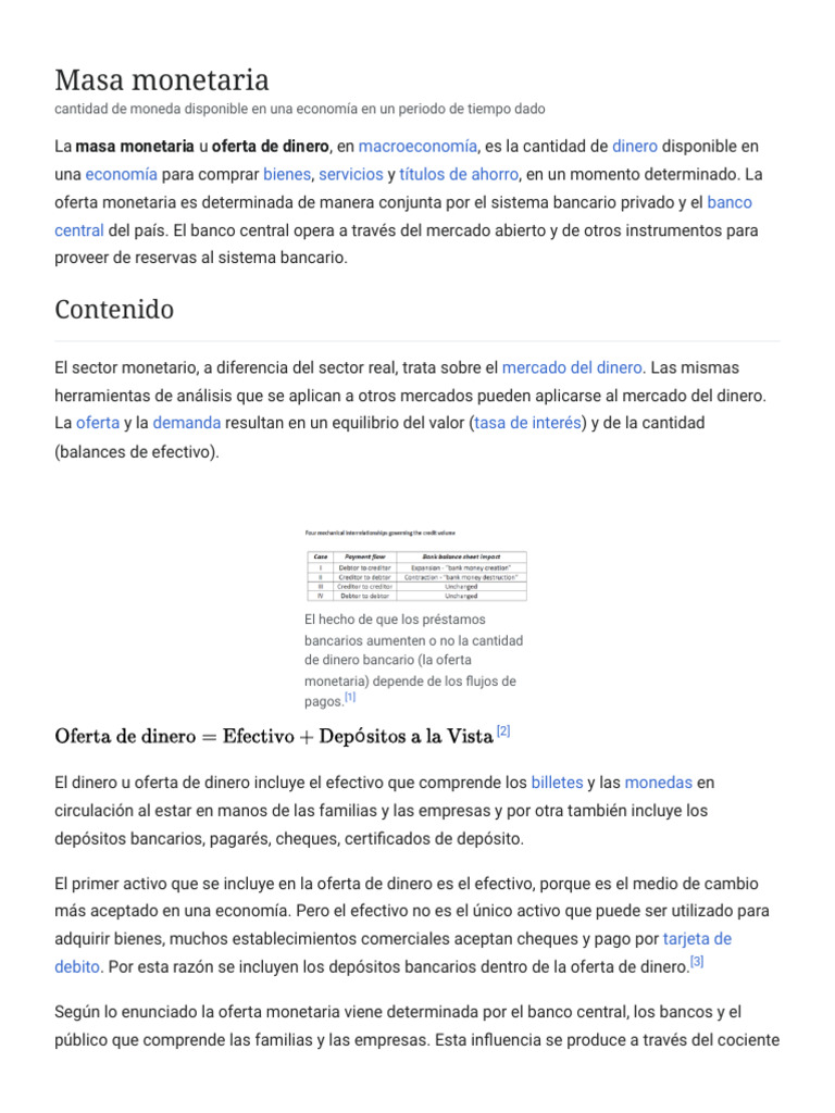 Masa Monetaria - Wikipedia, La Enciclopedia Libre1 | PDF | Oferta de ...