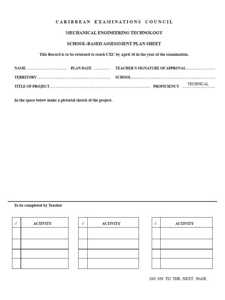 CSEC MechanicalEngineeringTechnology SBAForm PlanSheet | PDF | Computers