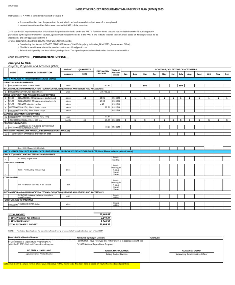 Final PPMP Format 2025 | PDF | Printer (Computing) | Computing